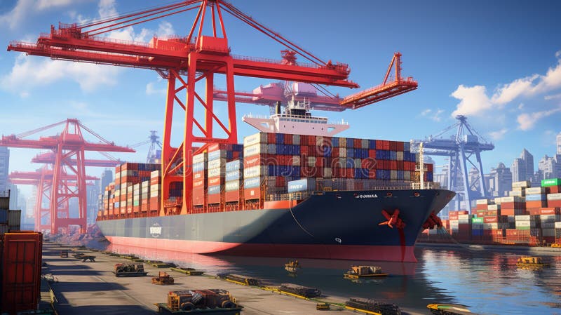 Port Area with Ships. Neural Network AI Generated Stock Photo - Image ...