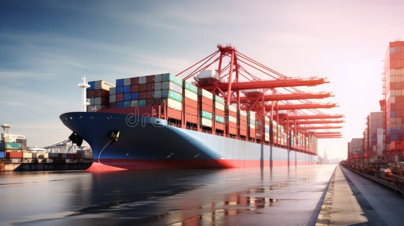 Port Area with Ships. Neural Network AI Generated Stock Image - Image ...