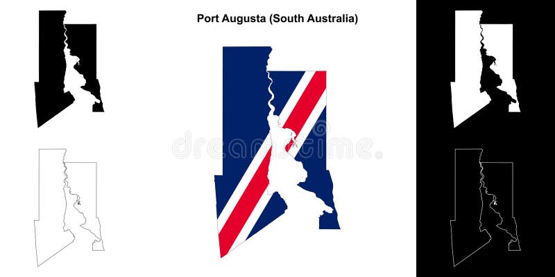 Port Augusta outline map stock vector. Illustration of south - 334798113