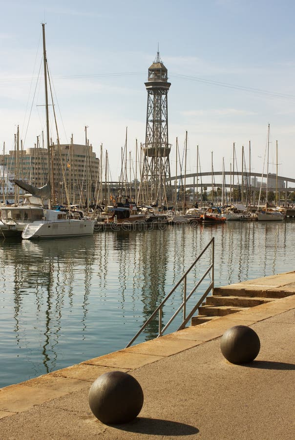 Port in Barcelona. stock photo. Image of iron, stair - 45056416