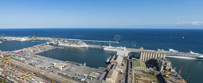 Port in Barcelona, Cargo and Shipping Terminal Editorial Photography ...