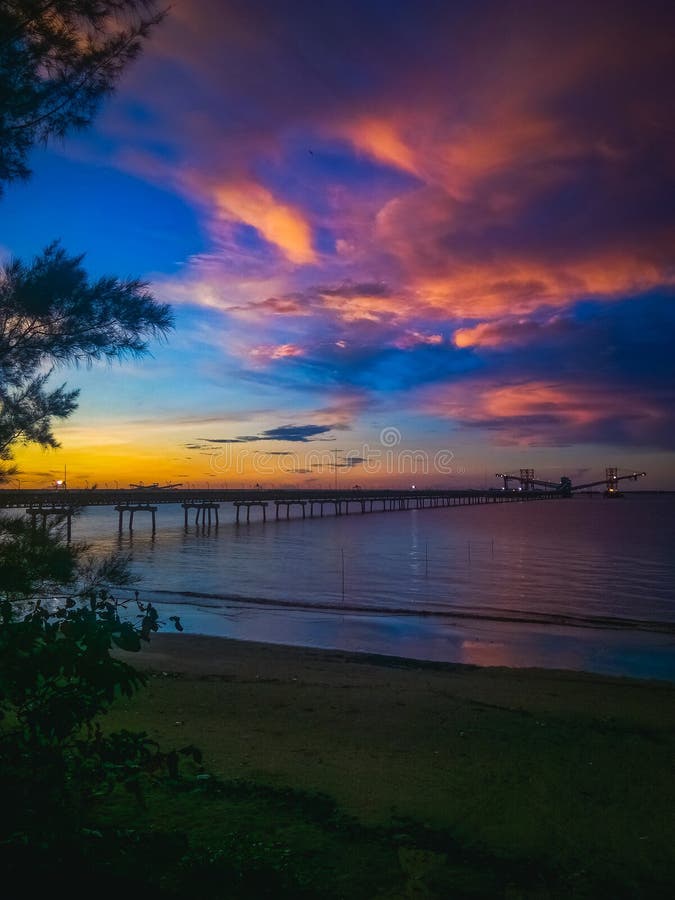 Port beach sky stock image. Image of reflection, morning - 222302163