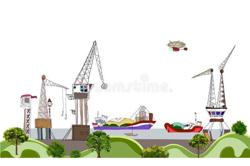 Big Port Illustration City Collection Stock Illustrations – 43 Big Port ...