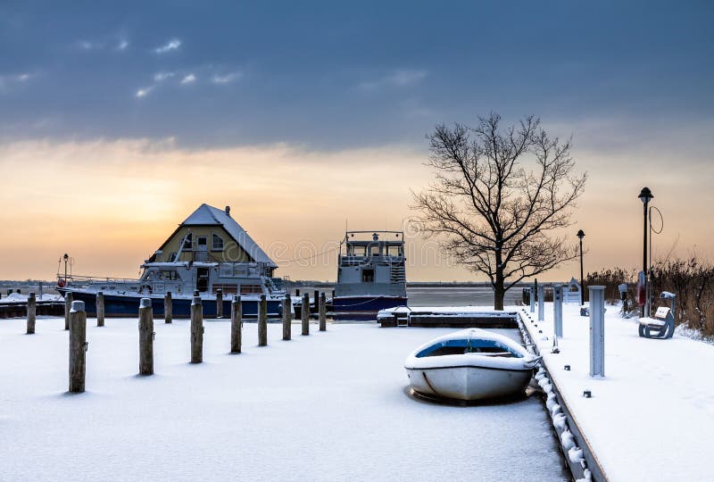 Port in Born (Germany) stock photo. Image of nature, snow - 50570318