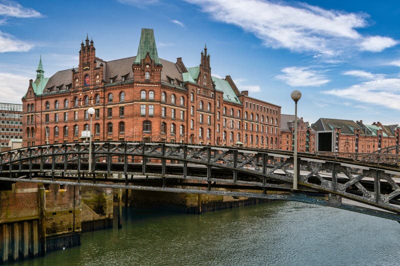 Port Building in the Free Port of Hamburg Stock Photo - Image of night ...