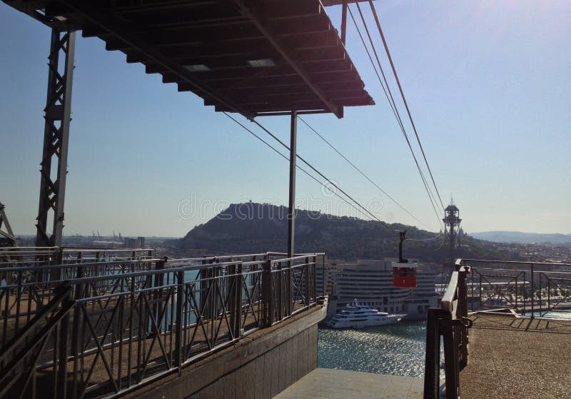The Port Cable Car Barcelona Stock Photo - Image of barcelona, spain ...
