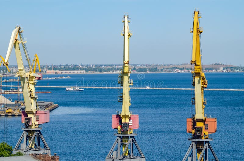 Port Cargo Crane for Loading Containers Onto a Cargo Ship Stock Image ...