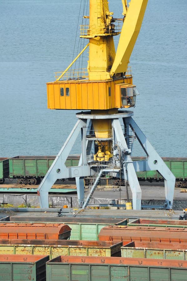 Port cargo crane and train stock photo. Image of nautical - 113103994