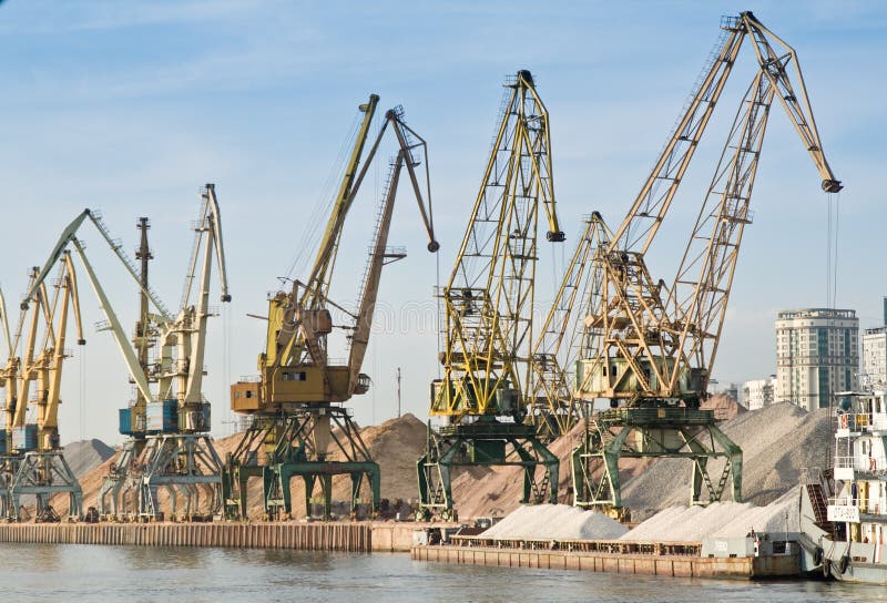Port with cargo cranes stock image. Image of raise, nautical - 6601463