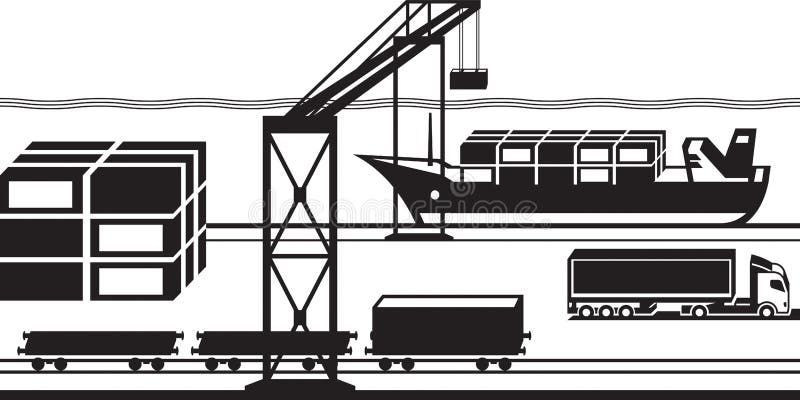 Port cargo terminal stock vector. Illustration of logistic - 76349917