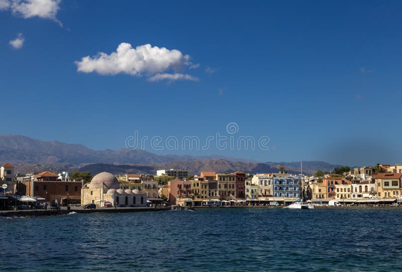 Port of Chania, Crete editorial photography. Image of destination ...