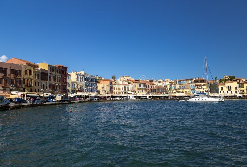 Port of Chania, Crete editorial photography. Image of boat - 77338972