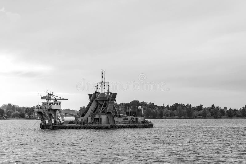 The Port Channel Riverbed Cleaning Work. Stock Image - Image of ...
