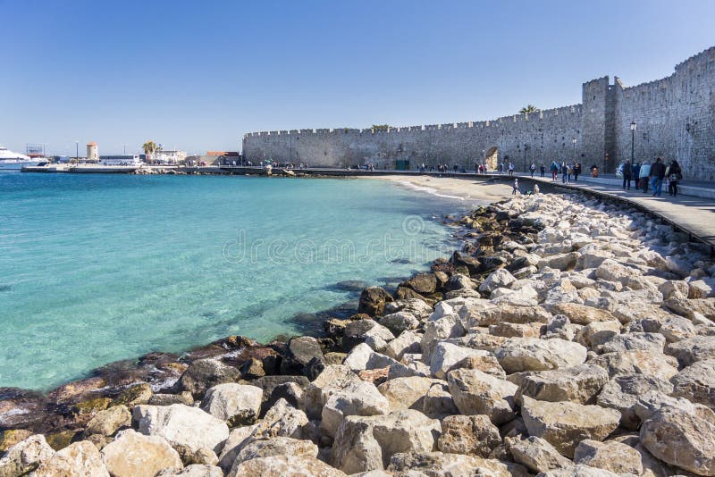 Port in the City of Rhodes, Greece Editorial Photography - Image of ...