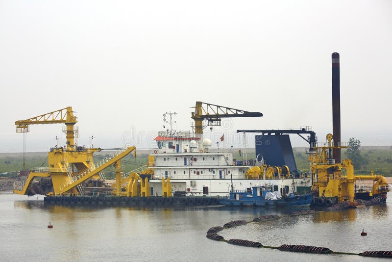 Port construction ship stock image. Image of harbor, constructing ...