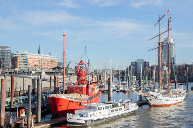 Port, Container Terminal in the German Harbor of Hamburg with Cargo ...