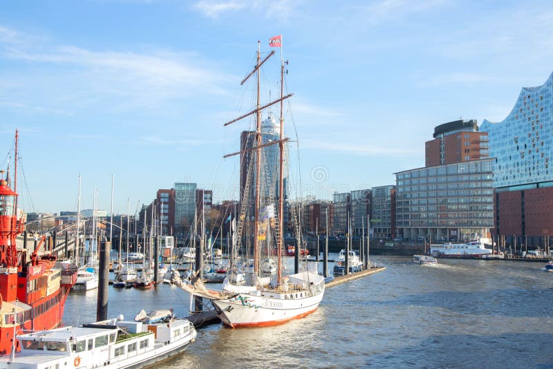 Port, Container Terminal in the German Harbor of Hamburg with Cargo ...