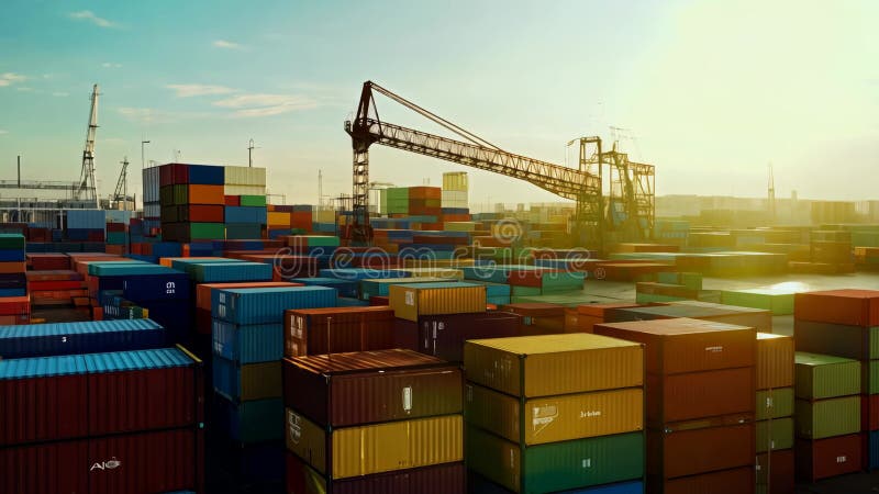 Port Containers Huge Harbor Cargo Load Container Dock Ship ...