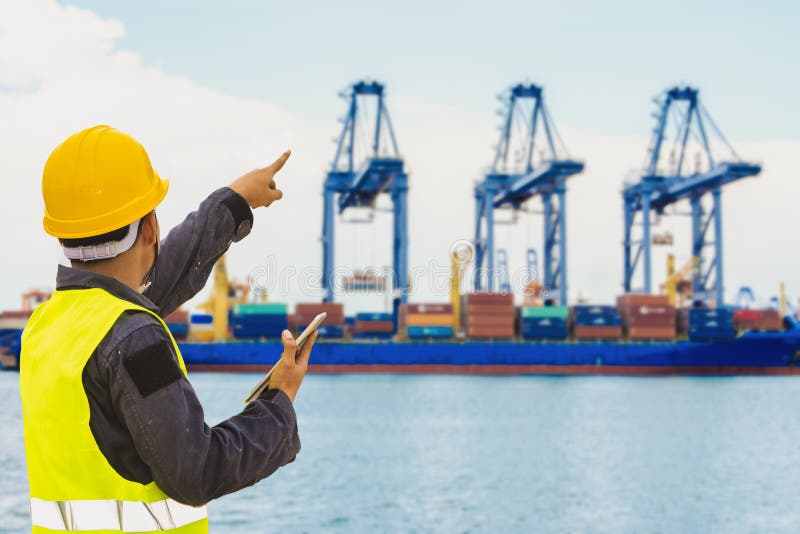Port Control Engineer, Ship Transport, Harbor Stock Image - Image of ...