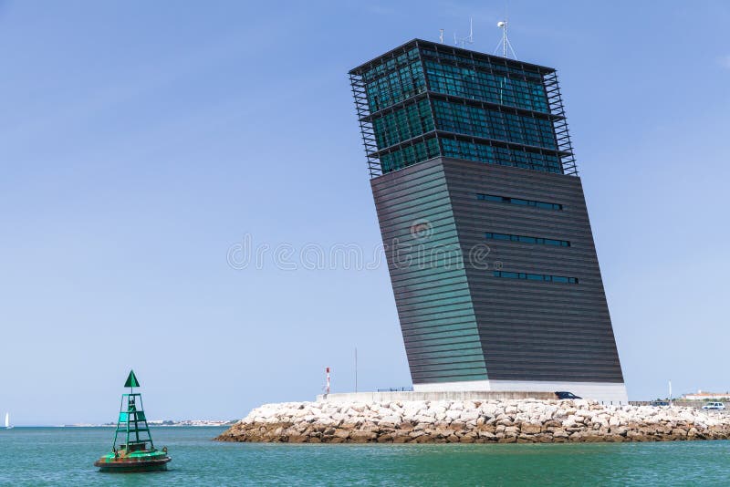 Port Control Tower at River Tagus. Lisbon Stock Photo - Image of urban ...