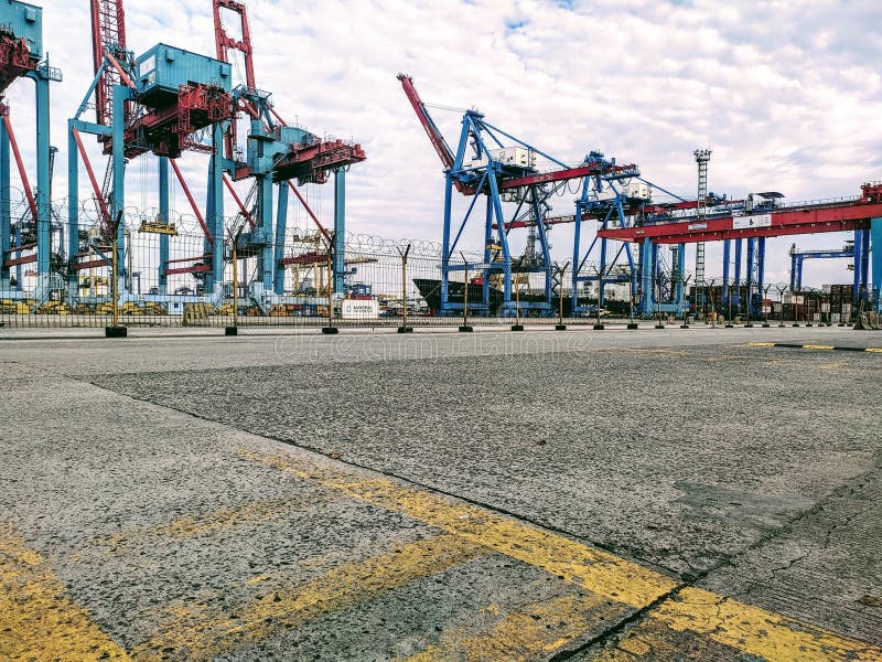 Port crane for containers stock photo. Image of terminal - 284165764