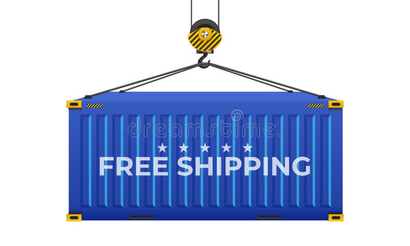 Port Crane Lift Cargo Containers with Free Shipping Words Stock ...
