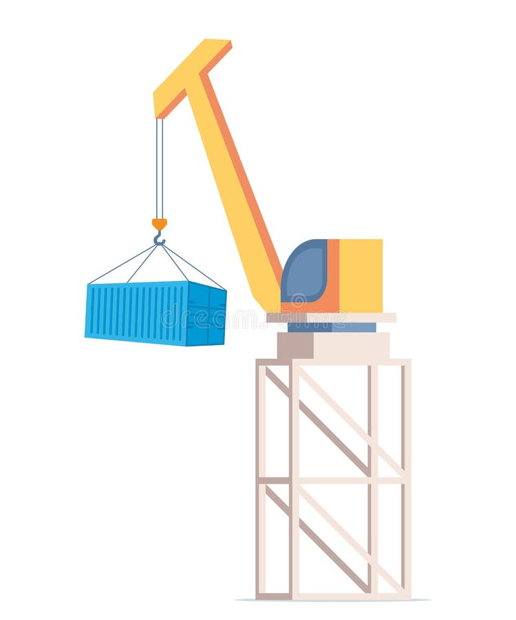 Port Crane for Loading Containers on Ships. Vector Illustration in Flat ...