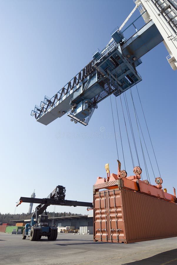 Forklift, Container and Truck Stock Image - Image of metal, truck: 2412043