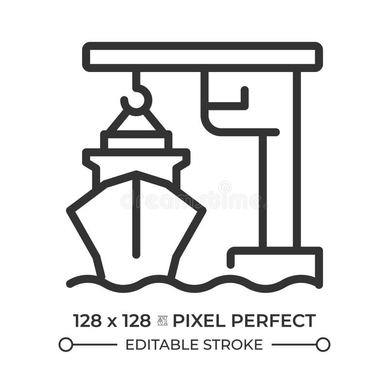 Port Crane Pixel Perfect Line Icon Stock Illustration - Illustration of ...