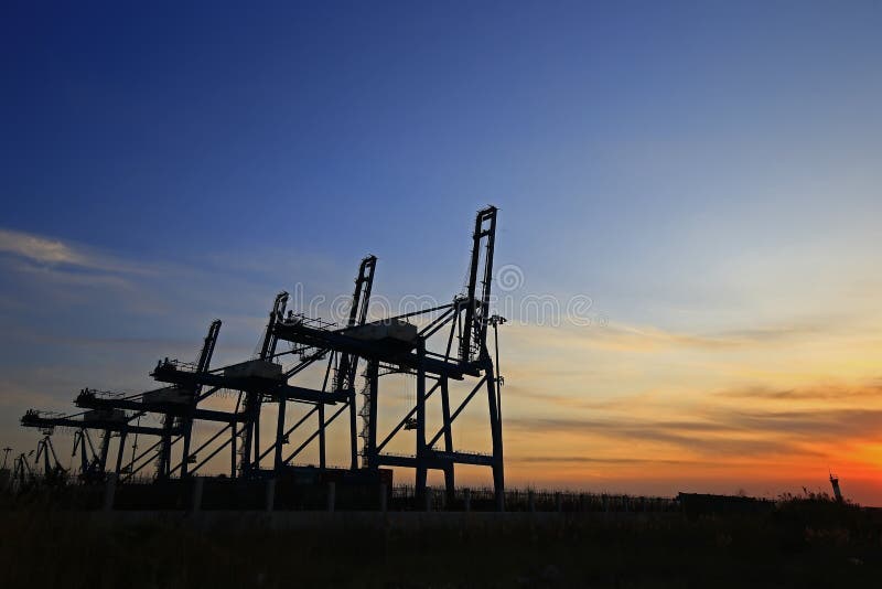 Port Crane Unloading Container Ships Stock Image - Image of warehouse ...