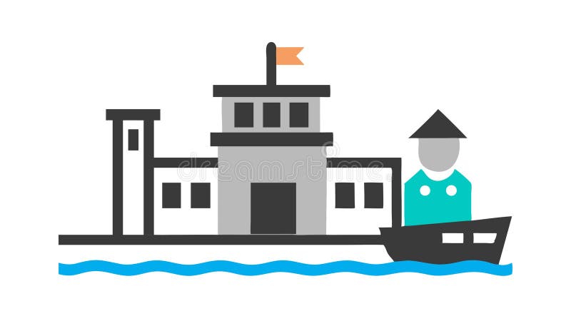 Port with Crane Vector Illustration, Maritime and Logistics Graphic ...