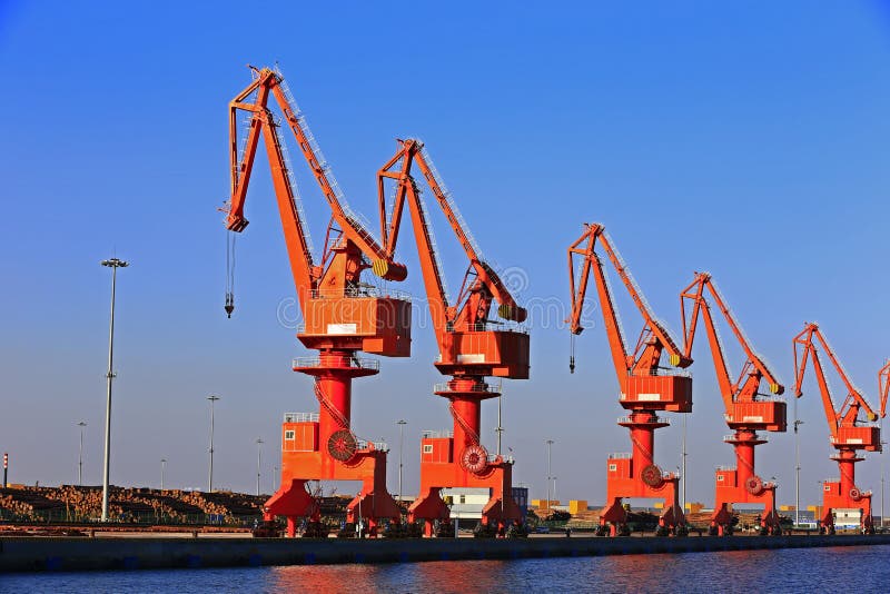 Port crane work stock photo. Image of towers, industry - 220439804