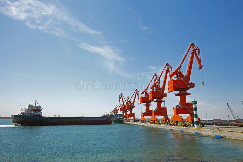 Port crane work stock image. Image of load, industry - 304894697