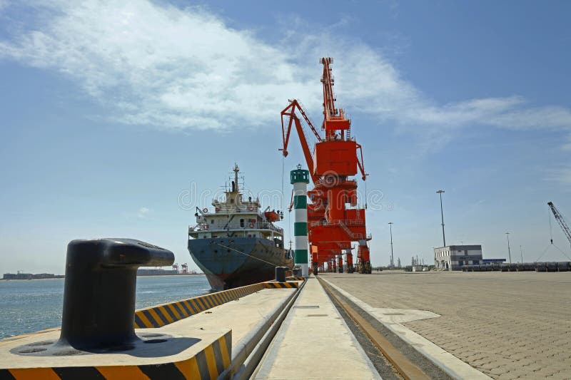Port crane work stock image. Image of ferry, framework - 304894787