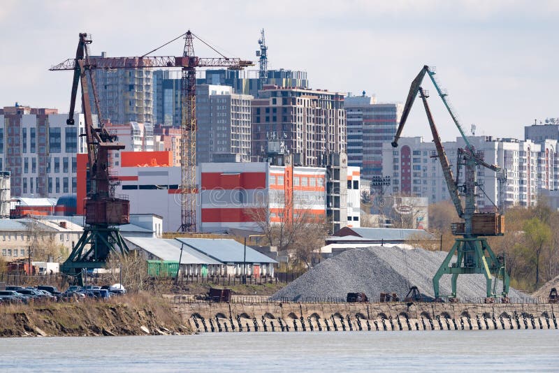 Port crane work stock image. Image of industrialtheme - 118567289