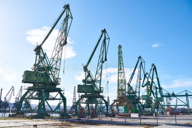 Port, cranes and ship stock photo. Image of cranes, seaport - 304759558