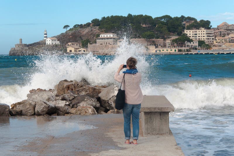 Port De Soller on Majorca at Storm Stock Image - Image of port, blue ...