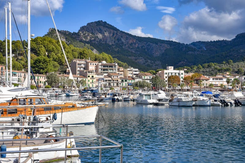 Port De Soller, Mallorca, Spain - 11 Nov 2022: Harbour Views in the Bay ...