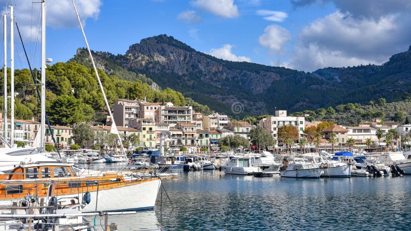 Port De Soller, Mallorca, Spain - 11 Nov 2022: Harbour Views in the Bay ...