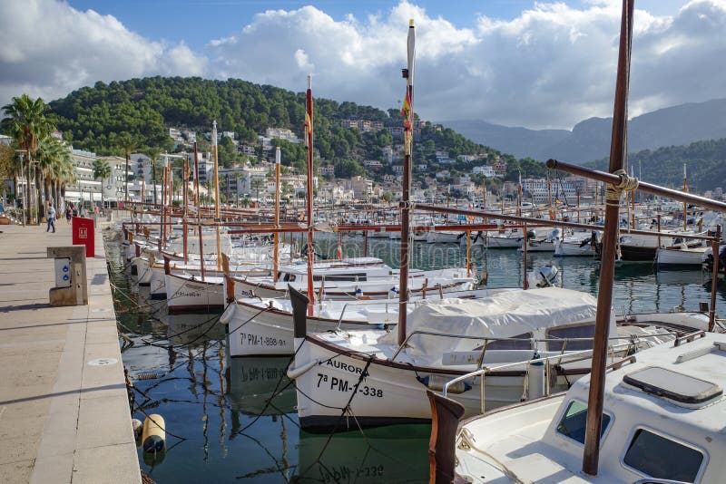 Port De Soller, Mallorca, Spain - 11 Nov 2022: Harbour Views in the Bay ...