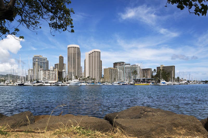 Port de yacht de Honolulu photo stock. Image du île, grand - 32021278