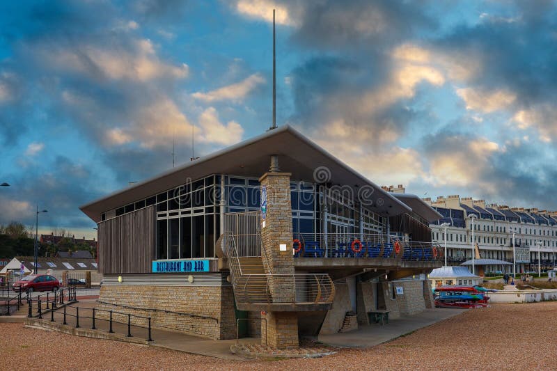 Modern Coastal Restaurant Under Dramatic Sky. Editorial Photo - Image ...