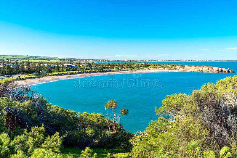 Horseshoe Bay and Port Elliot Beach with Obelisk in South Australia ...