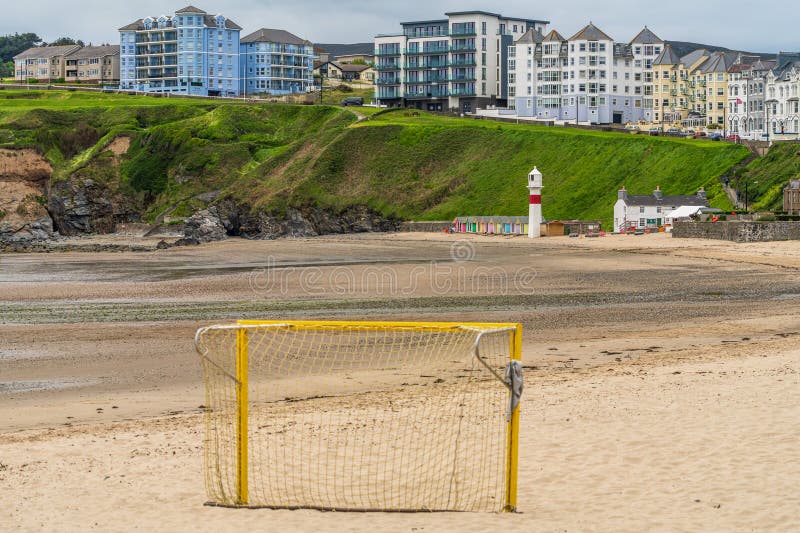 Port Erin Beach with the Beach Huts and the Lighthouse, Isle of Man ...