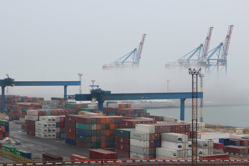 Port in the fog editorial photo. Image of port, ship - 125359311