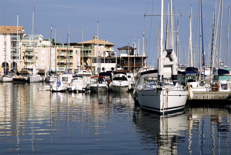 Port of Frejus stock photo. Image of sailing, blue, house - 6803082