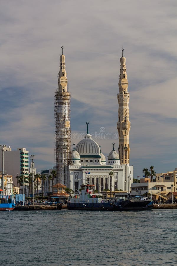 PORT FUAD, EGYPT - FEBRUARY 3, 2019: Mosque in Port Fuad, Egy Editorial ...
