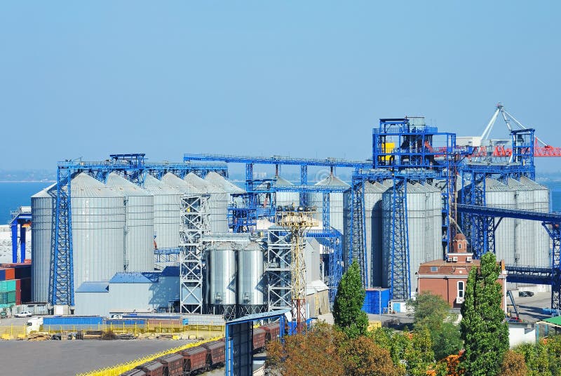 Port grain silo stock photo. Image of depot, grain, device - 133533990
