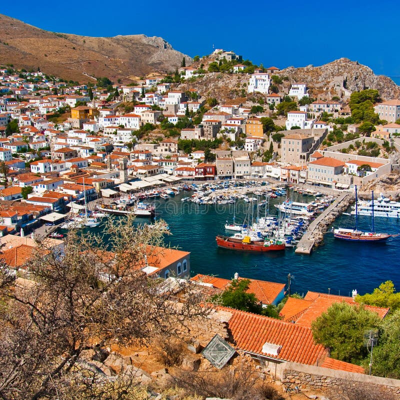 Port of Hydra stock image. Image of holiday, homes, ships - 22298263