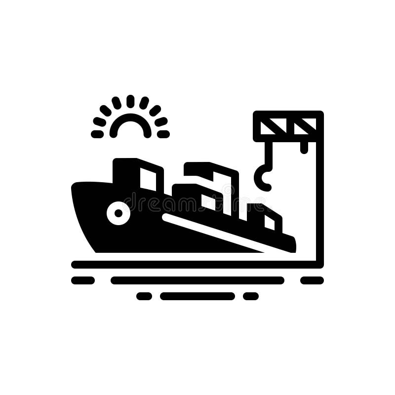 Black Solid Icon for Port, Seaport and Harbor Stock Vector ...